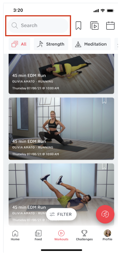 Bookmark, Filter, Sort, and Search Peloton Classes