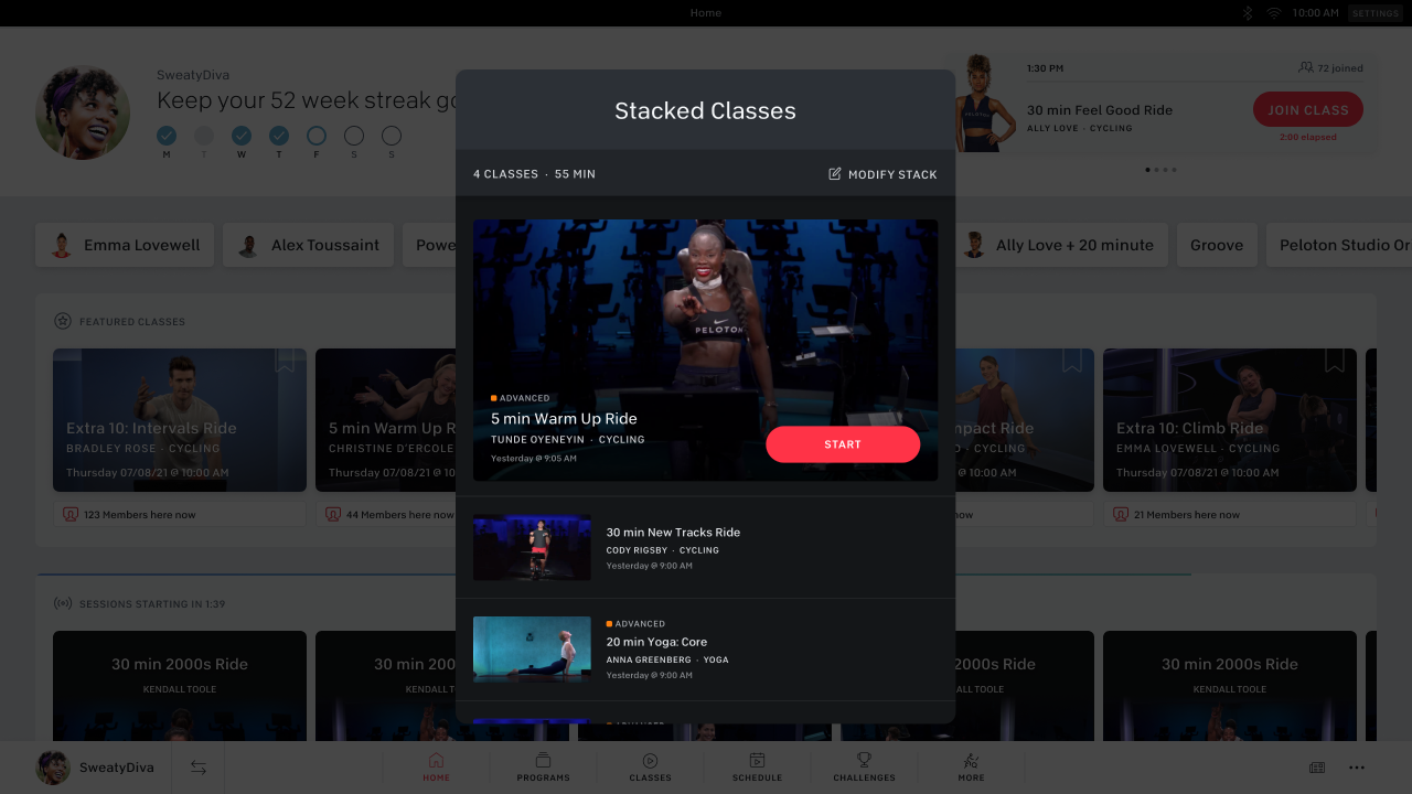 Stacked Classes on the Peloton Bikes and Tread