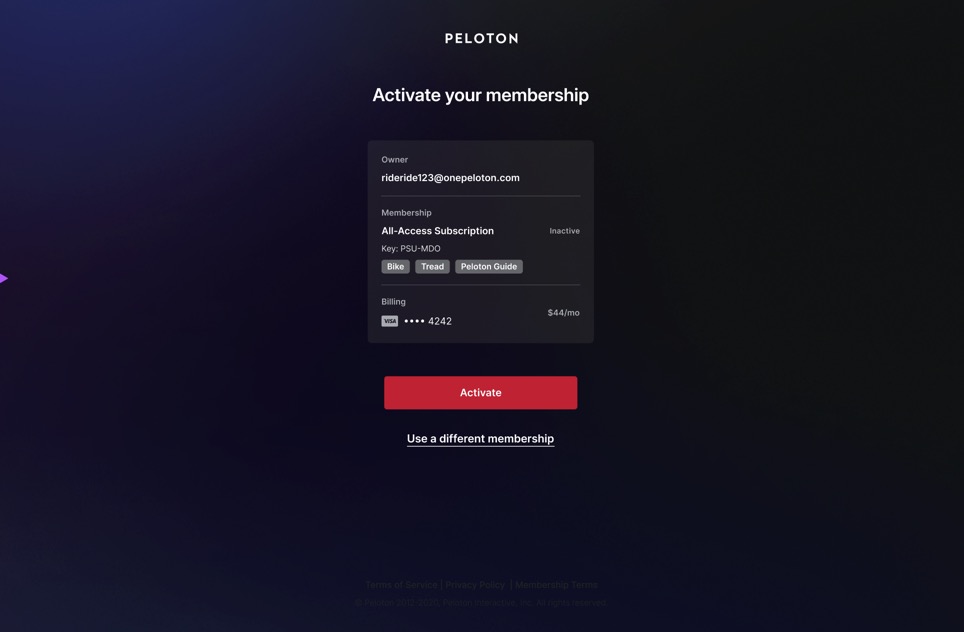 Activating Your Peloton Product and Membership