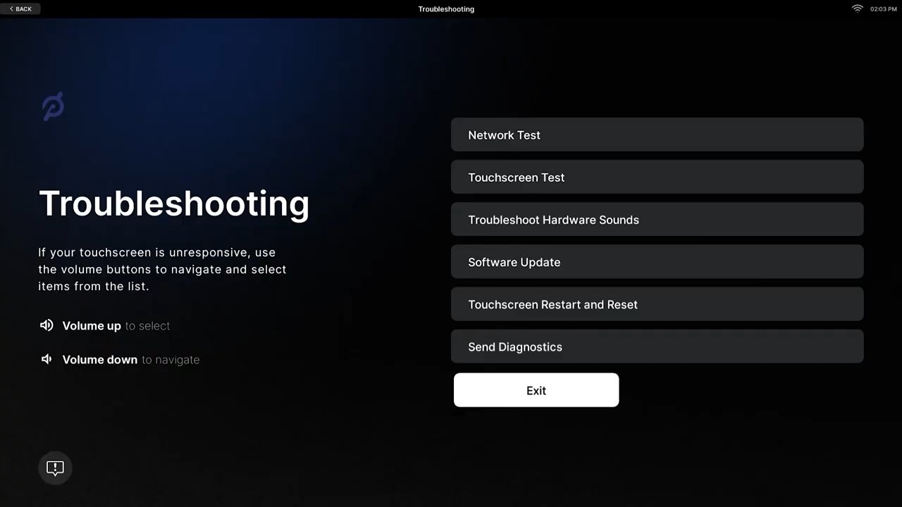 Troubleshooting App on the Peloton Touchscreen