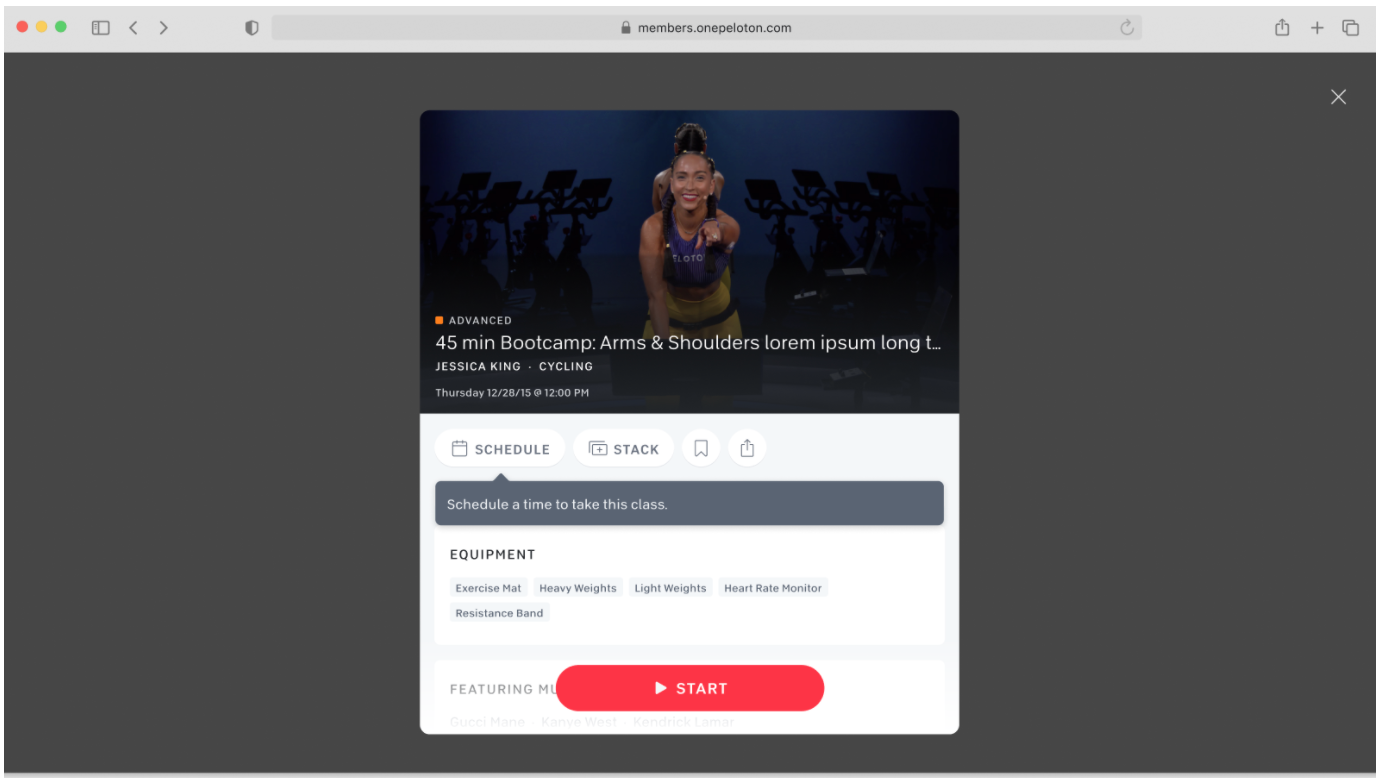 Peloton Software: Scheduling Workouts
